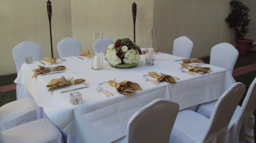 Square Table with A White Table Cover - 10 pax - Events Master
