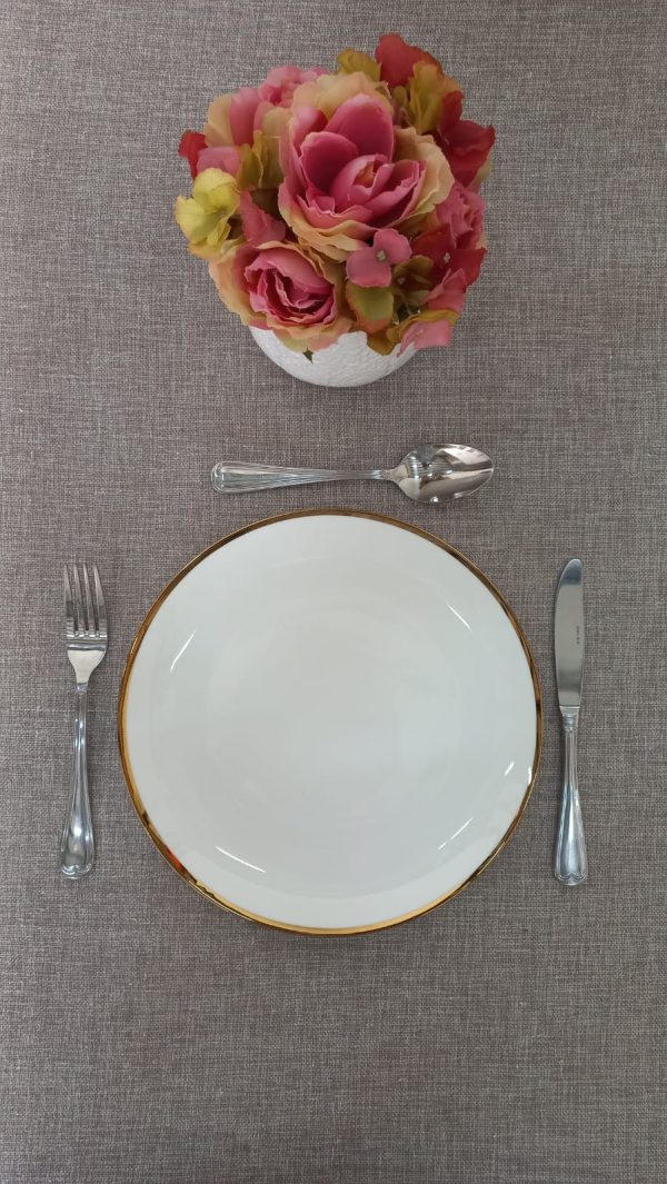 White Golden Rim Dinner Plate - 27cm - Events Master